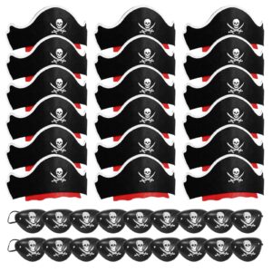 legigo 36 pcs pirate costume set - classic skull print hat, eye mask, 18 pcs captain hat and eye patch for cosplay, fancy dress, and halloween