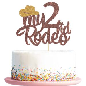 my 2nd rodeo cake topper, cowboy cowgirl theme party supplies, western kids first rodeo party/baby shower decor, happy 2 years old birthday party, brown