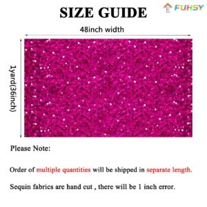 Hot Pink Sequin Fabric by The Yard Stretch Velvet Fabric Fuchsia Upholstery Fabric Velvet Linen Sequins for Crafts Sparkle Material Dress Fabric Sequin Cloth Sewing Fabric for Christmas Prom Costumes