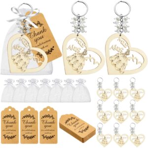 36 sets wooden heart shape keychain quinceañera recuerdos favors for girl recuerdos de 15 quinceañera favors wood heart quince keychain quinceanera party favors with organza bags and thank you tags