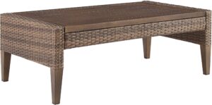 crosley furniture capella wicker outdoor coffee table for patio, deck, porch, brown