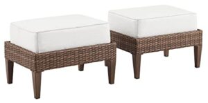 crosley furniture capella 2-piece wicker outdoor ottoman foot rest for patio, deck, porch, creme