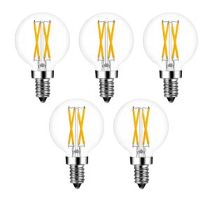 dimmable e12 candelabra led edison bulbs, 4w equal to 40 watt g16.5 mini globe light bulbs, 2700k warm white, e12 mini globe bulb for chandeliers, ceiling fan, pendant 5-pack