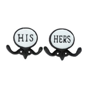 wallcharmers set of 2 his and hers towel hooks for bathrooms, mr & mrs. farmhouse and rustic bathroom hooks for towels, black & white