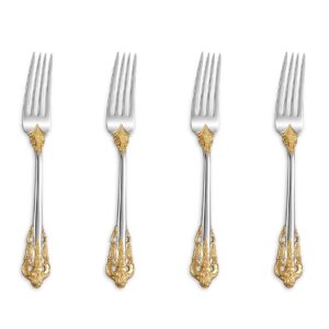 keawell luxury 5.9" appetizer forks, 18/10 stainless steel, set of 4, gorgeous cocktail forks/dessert forks (gold accent)