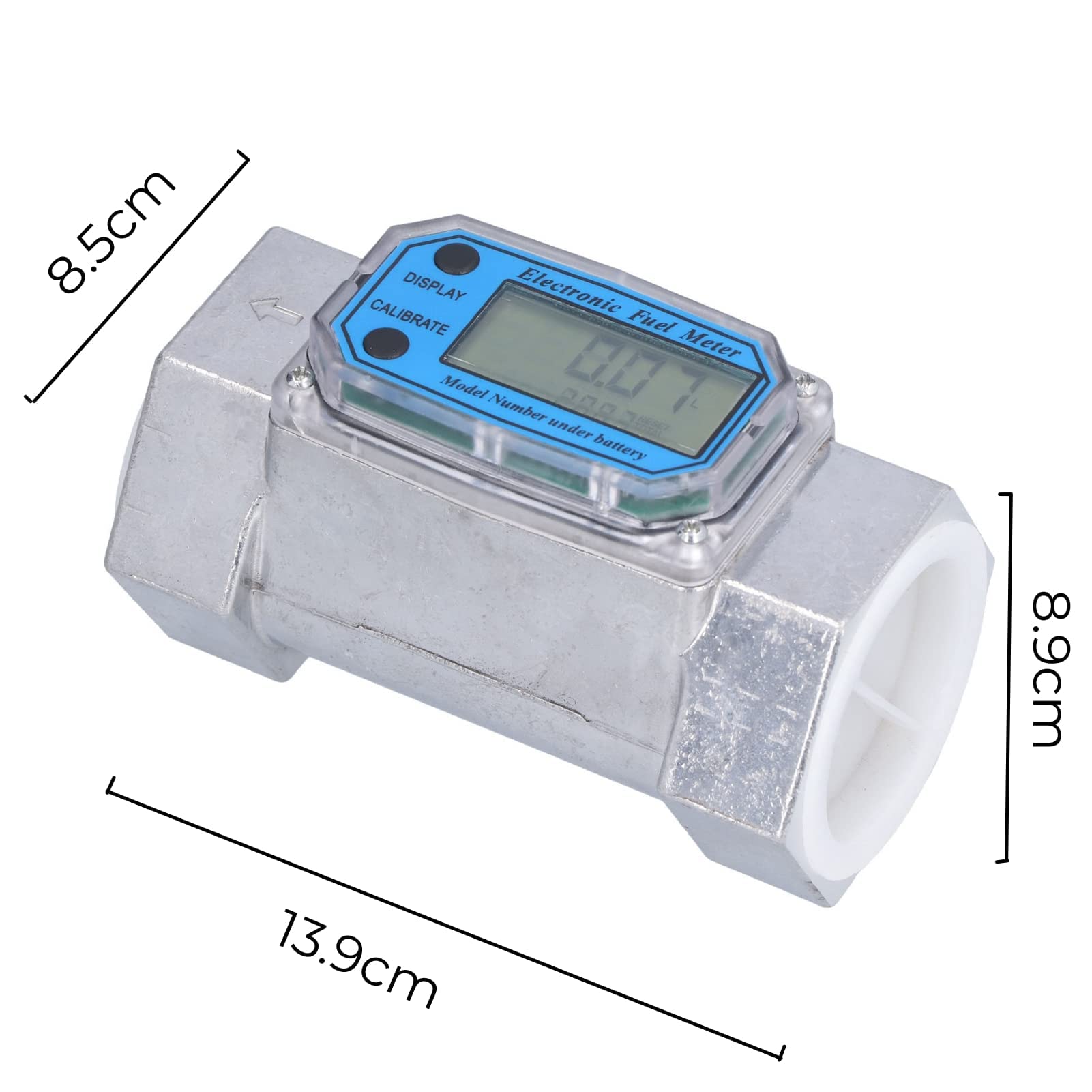 Turbine Meter, 2in Electronic Digital Flowmeter 2.3V‑3.3V LLW‑50 Fuel Liquid Water Gas Oil Flowmeter for Medicine