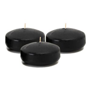 candlenscent unscented floating candles | 2 inch - fits in 2 inch vase and above | black | floats on water | pack of 3