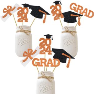 orange glitter graduation centerpiece class of table signs grad sticks diploma cap party decoration favors 16 pieces