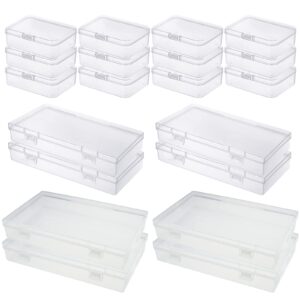 ljy 20 pieces mixed sizes rectangular empty mini clear plastic organizer storage box containers with hinged lids for small items and other craft projects