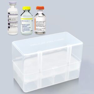 healvaluefit 8-holes medication vial storage box for fridge, insulin vial holder organizer case fits various 5ml-15ml injectable medicines vials - clear