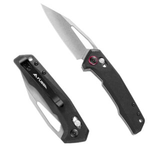 flissa pocket knife, folding edc knife, 3.25 inch d2 blade, axis lock, g10 handle, for outdoors, hiking, camping, black