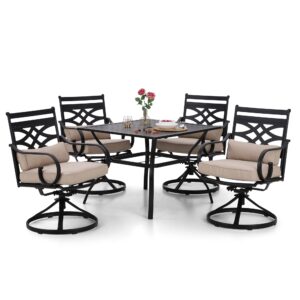 sophia and william outdoor patio dining set for 4, outdoor table and chairs, removable seat cushions, black 37" patio dining table