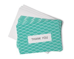 hill valley greetings geometric colorful teal thank you cards - 24 note cards with envelopes - cute & simple thank you notes