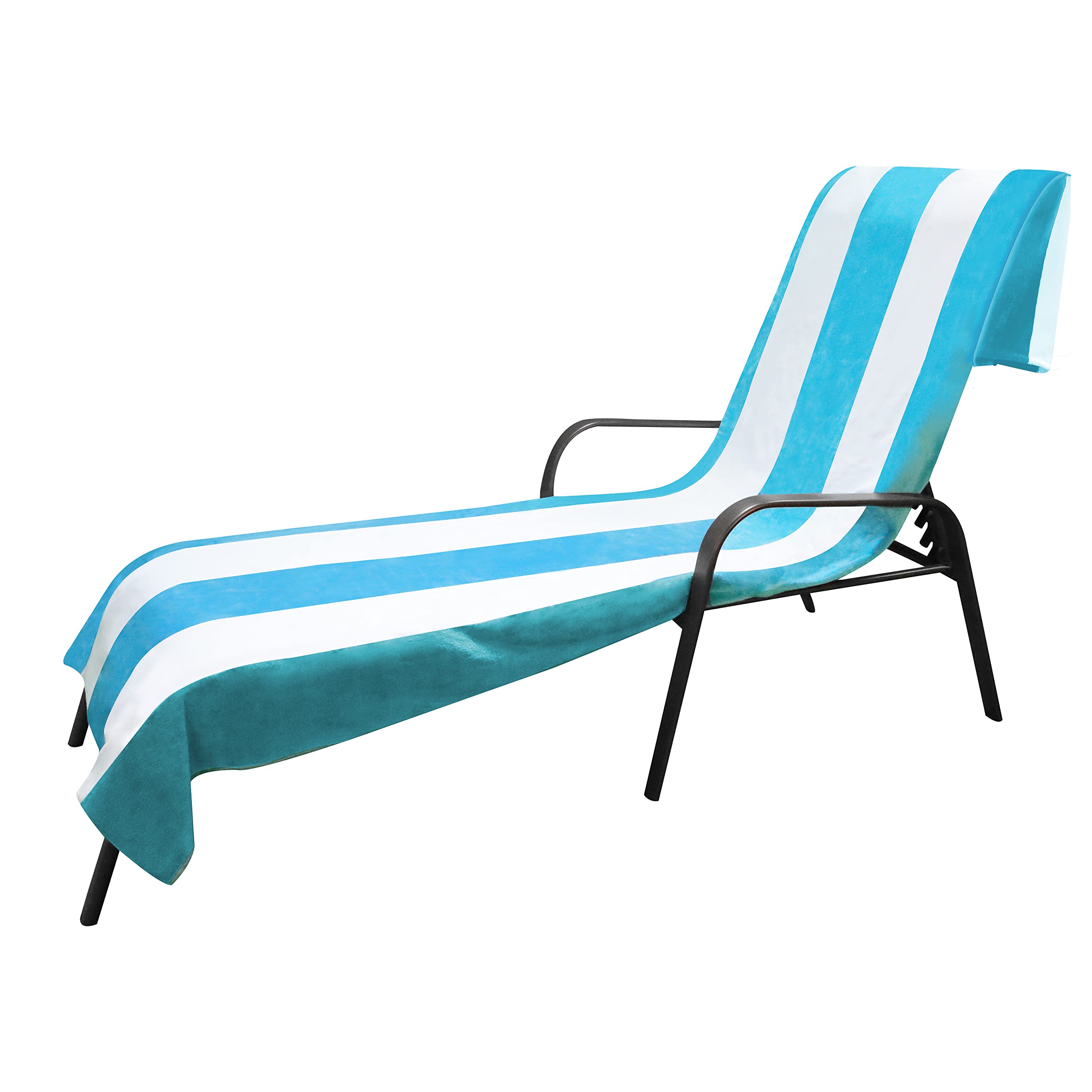 Superior Cabana Cotton Lounge Chair Cover, Outdoor Towel/Chaise Furniture Covers, Terry Cloth, Beach, Spa, Swim Accessories, Pool Chair Cover, Soft, Quick Drying, 32" x 102", Turquoise