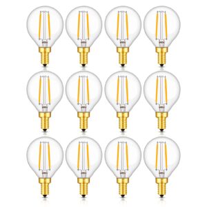 crlight 2w led candelabra bulb 25w equivalent warm white 2700k 250lm, e12 vintage edison g16(g50) led globe bulb, chandelier bathroom vanity mirror light bulbs, non-dimmable, 12 pack