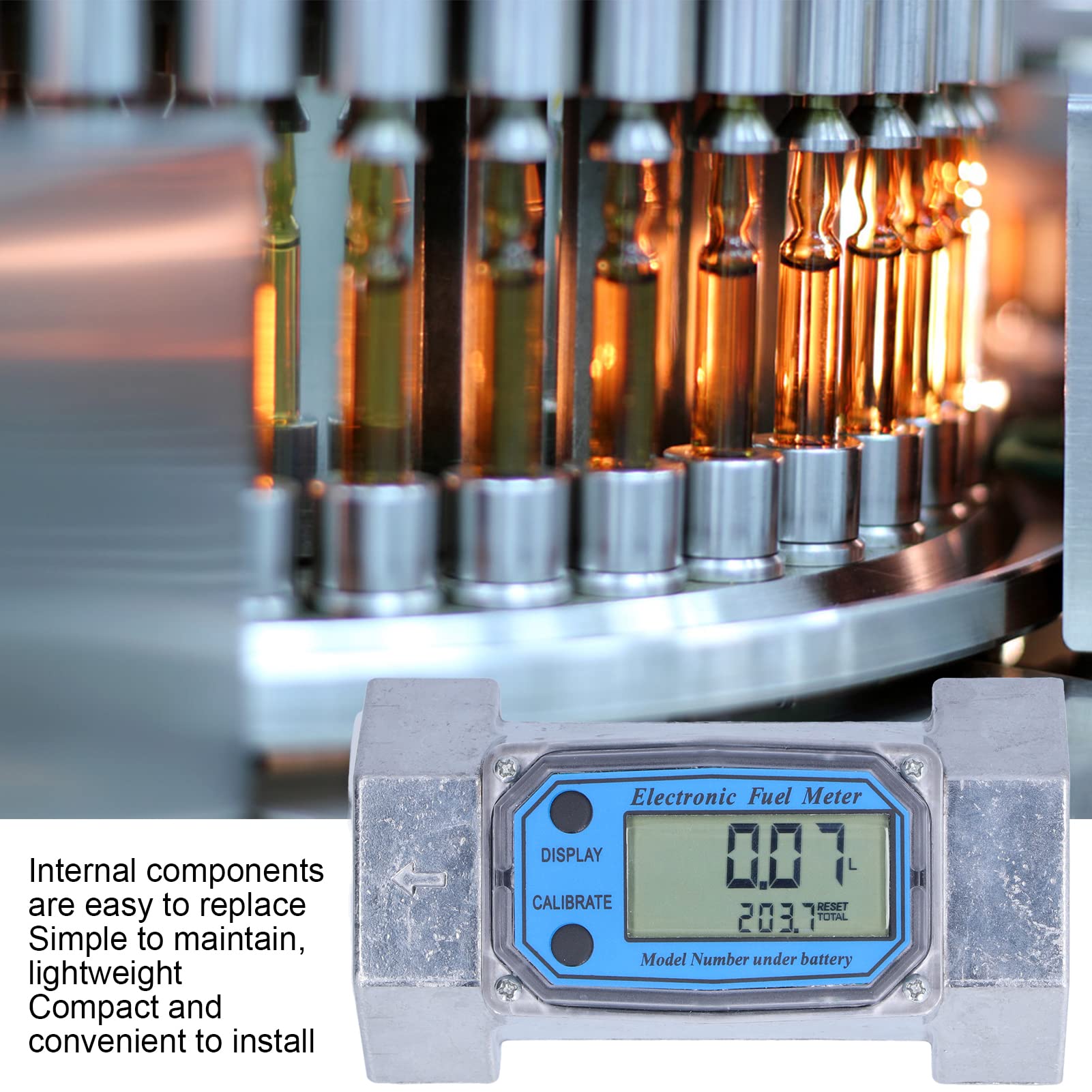 Turbine Meter, 2in Electronic Digital Flowmeter 2.3V‑3.3V LLW‑50 Fuel Liquid Water Gas Oil Flowmeter for Medicine