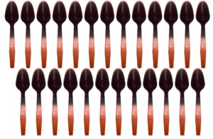 color changing reusable spoons, pack of 25 orange to black, reacts to cold food temperatures and changes color -yogurt, ice cream, gelato, cold drinks - packed in usa