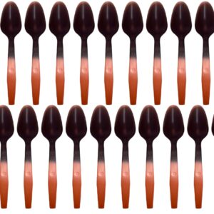 Color Changing Reusable Spoons, Pack of 25 ORANGE TO BLACK, reacts to cold food temperatures and changes color -yogurt, ice cream, gelato, cold drinks - PACKED IN USA