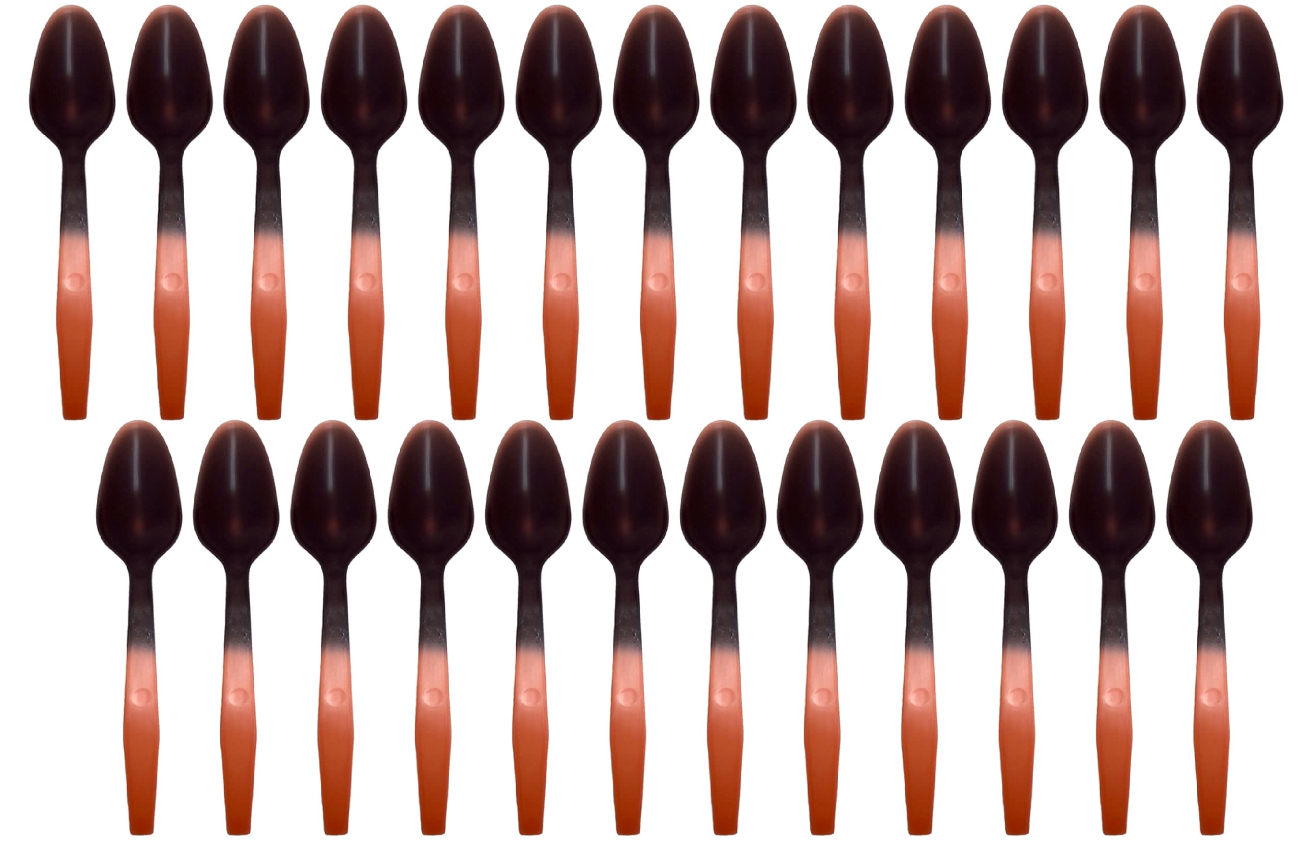 Color Changing Reusable Spoons, Pack of 25 ORANGE TO BLACK, reacts to cold food temperatures and changes color -yogurt, ice cream, gelato, cold drinks - PACKED IN USA