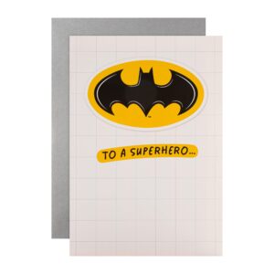 hallmark blank batman birthday card - personalisable design with sticker sheet, white, black & yellow,25568079