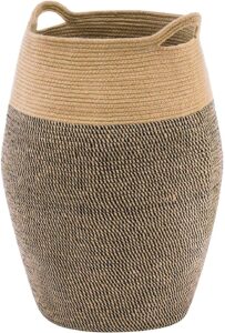 tall laundry basket, 105l large laundry hamper with handles tall wicker jute woven storage basket for dirty clothes blankets towels - 25.6x 19.3 inches