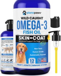 omega 3 fish oil for dogs - better than salmon oil for dogs - dog fish oil supplement - reduce shedding & itching - supports joints, brain, heart health- dog skin and coat supplement - fish oil liquid