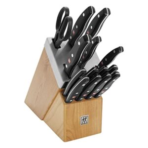 zwilling twin signature 15-piece german knife set with block, razor-sharp, made in company-owned german factory with special formula steel perfected for almost 300 years, dishwasher safe