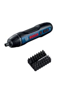 bosch professional 3.6v cordless screwdriver (includes 32 driver bits, extension bit holder, carrying case, charging cord) boschgo-n blue