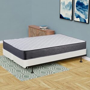 treaton full 9 inch hybrid mattress in a box for medium firm support, motion isolation and pressure relief with 4" split box spring foundation, white