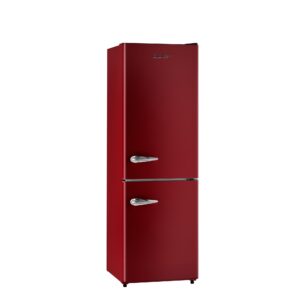 iio retro refrigerator with bottom freezer - full size 24 inch wide 11 cu ft - frost free, fast cool, 360° multiflow cooling, space saving, environmentally friendly (right hinge, wine red)