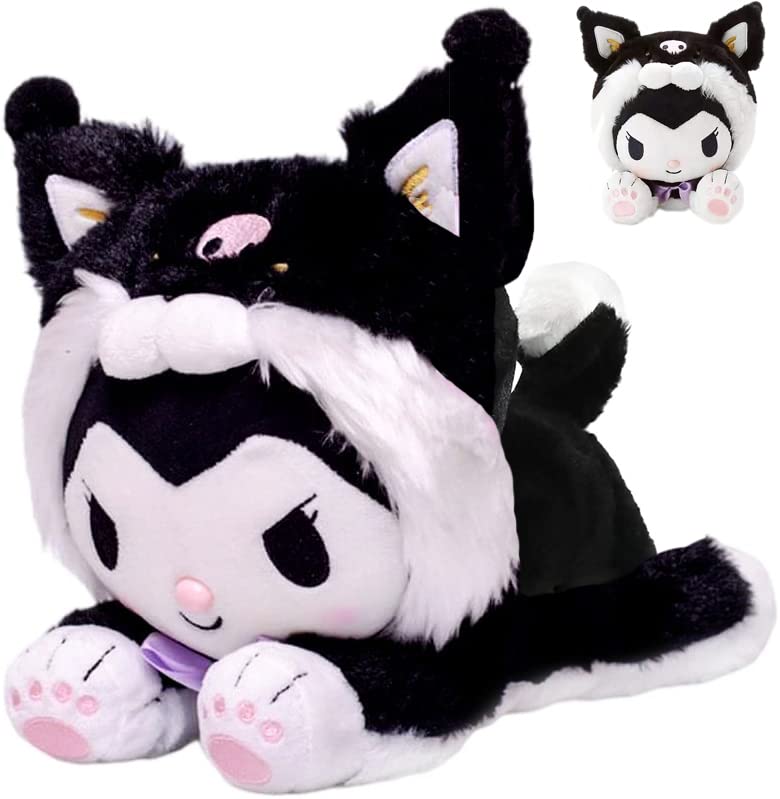 10" Kawaii Plush Toy, Lovely Kitty My Melo Cinnamon Anime Plush, Super Cute Dog Stuffed Animal Pillow Doll, Perfect Cartoon Figure Theme Party Favor for Girls Boys Children Fans Birthday (Black Kuro)