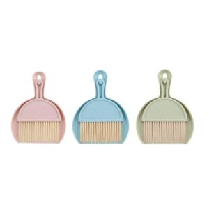 small broom and dustpan set for home, mini clean brush with dust pans cute hand broom brush dust pan with hanger hole, small cleaning brush set for desktop computer table keyboard (3pcs)