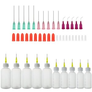 10pcs syringe bottle with 15pcs dispensing needles and 20pcs cap (30ml+50ml) works for precisely delivery grease,oil dispensing,liquid glue and ink