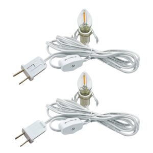 meilux accessory cord with led night lights - white cord with on/off switch, warm white c7 bulbs and spare fuse for holiday and home decoration