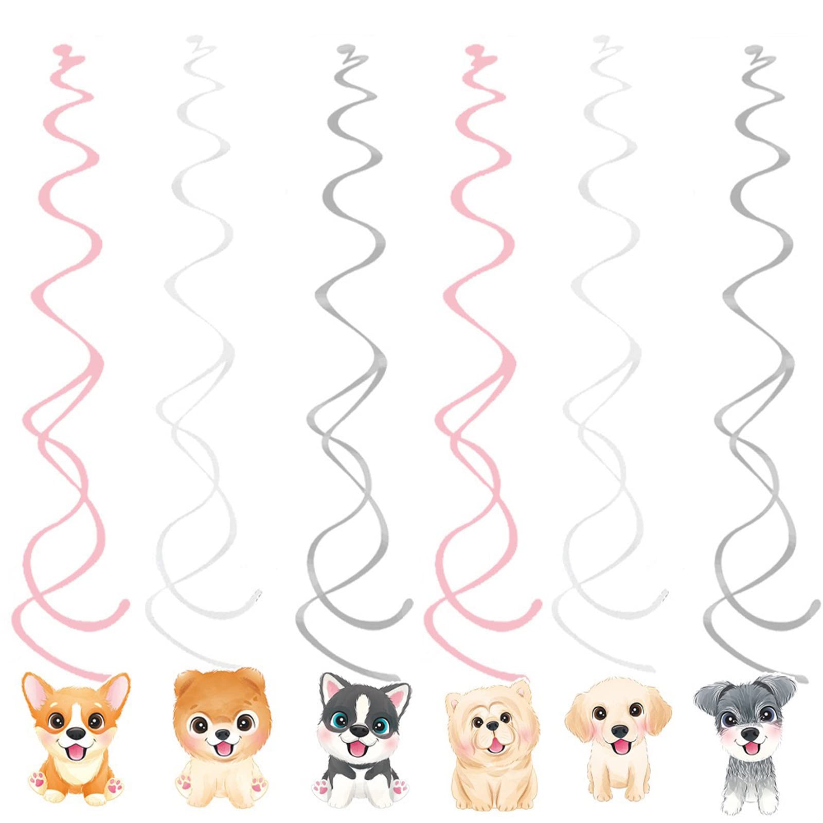 50 Dog Birthday Decorations Including Birthday Banners, Cake Toppers, Cupcake Toppers, Balloons, Swirls For Dog Paw Print Birthday Party Supplies And Baby Shower Decorations