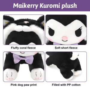 10" Kawaii Plush Toy, Lovely Kitty My Melo Cinnamon Anime Plush, Super Cute Dog Stuffed Animal Pillow Doll, Perfect Cartoon Figure Theme Party Favor for Girls Boys Children Fans Birthday (Black Kuro)