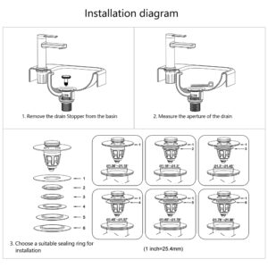 Fransiton Bathroom Sink Stopper, 1.1-1.77 Inch Basin Pop Up Black Sink Drain Stopper, Anti Clogging Drain Plug with Detachable Hair Catcher