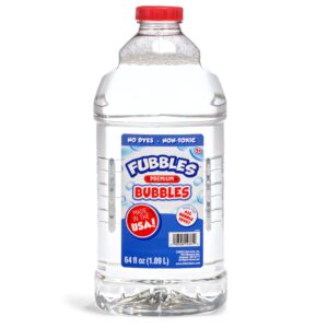 little kids bubbles by fubbles| made in the usa |64oz non toxic bubble solution |bubble refill for bubble machines and toys, clear,12381