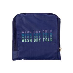 miamica wash, dry, fold, repeat laundry bag, navy/multi, 21" x 22"