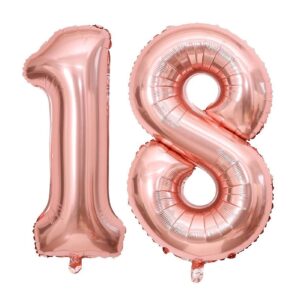 40 inch rose gold 18 number balloons giant 18 balloons rose gold birthday 18 balloons 18th birthday anniversary party decorations supplies