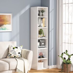 unknown1 70.9 inch tall narrow bookcace 6 tier open bookshelf white classic mdf glossy