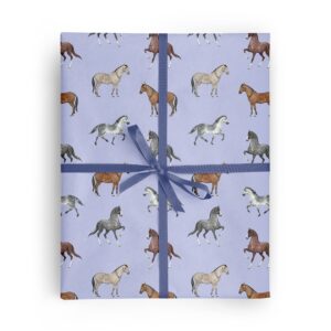 revel & co equus horse birthday gift wrap by hoot leroux—horse wrapping paper folded flat, 27 x 39 inches