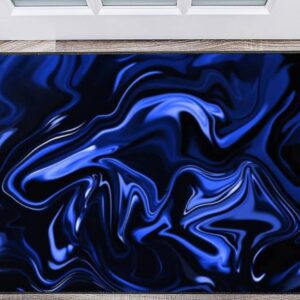 D1KV9Z46FE Modern 3D Home Area Rugs Marble Blue Black Neon Abstract Wave Sea Night Marbled Texture Carpets Non-Slip Extra Size Yoga Mat Runner Rug for Living Room Bedroom Girls Playroom Decor, 6x9 ft