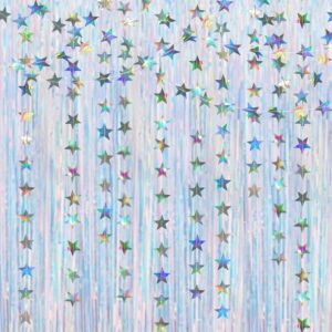 cheerland iridescent tinsel foil curtain twinkle star garland hanging decoration proposal wedding engagement holographic background bridal baby shower birthday nye new year eve party backdrop