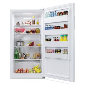 koolmore upright freezer/refrigerator convertible, 2-in-1 appliance, home, dorm, and garage ready fridge/freezer storage for fresh or frozen food and drinks, wire shelves and drawer [white] (ruf-17c)