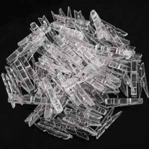 200pcs mini clothes pins photo pictures small clips - clear - reusable