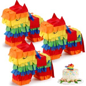 zhanmai mini donkey pinatas 3 pcs 3 x 3 x 0.8 inches rainbow cinco de mayo pinata little donkey decorations for party supplies baby shower birthday centerpieces desktop decoration