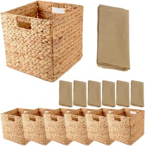 storage cubes baskets for organizing, wicker storage basket, woven baskets for storage, seagrass baskets large wicker basket, wicker baskets for storage 12x12 storage cube bins, cube storage bin 6pcs