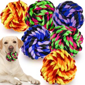 losfong large dog chew toys for aggressive chewers, 6 pack almost indestructible dog balls for large dogs, heavy duty dental cotton dog rope toy for medium dogs, puppy teething chew toys