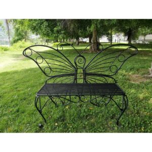 unknown1 antique black metal butterfly bench